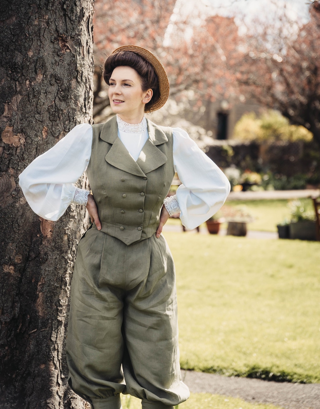 Edwardian Bloomers Set Victorian Linen Waistcoat and Pants - Etsy