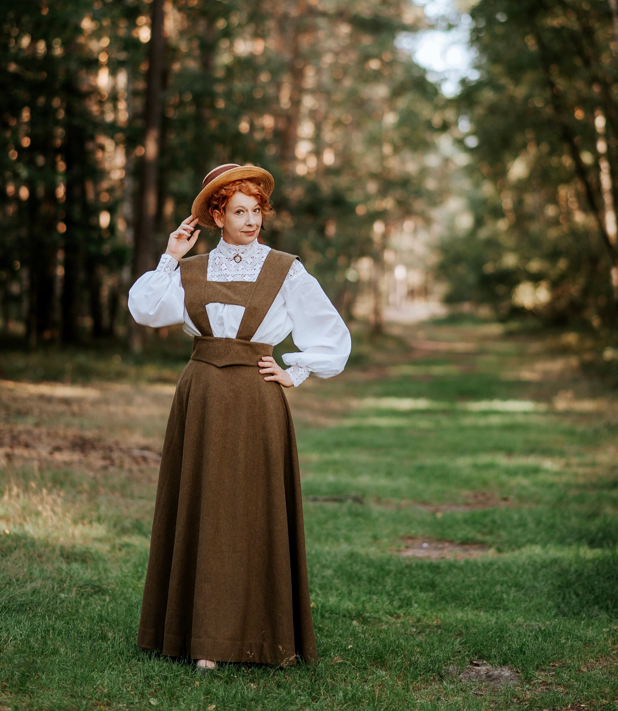 Edwardian Skirt, Suspenders Skirt, Two in One Dress, Pinafore Dress ...