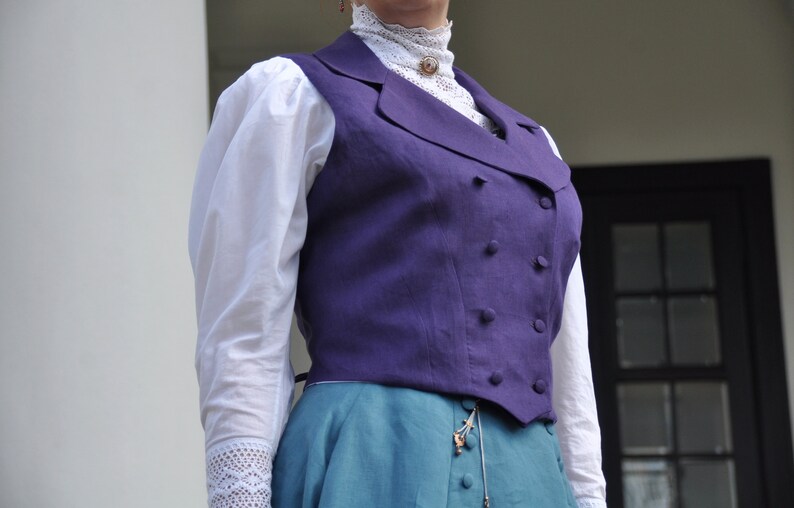 Edwardian Vest, Women's Linen Vest, Victorian Vest, 1900' Costume ...