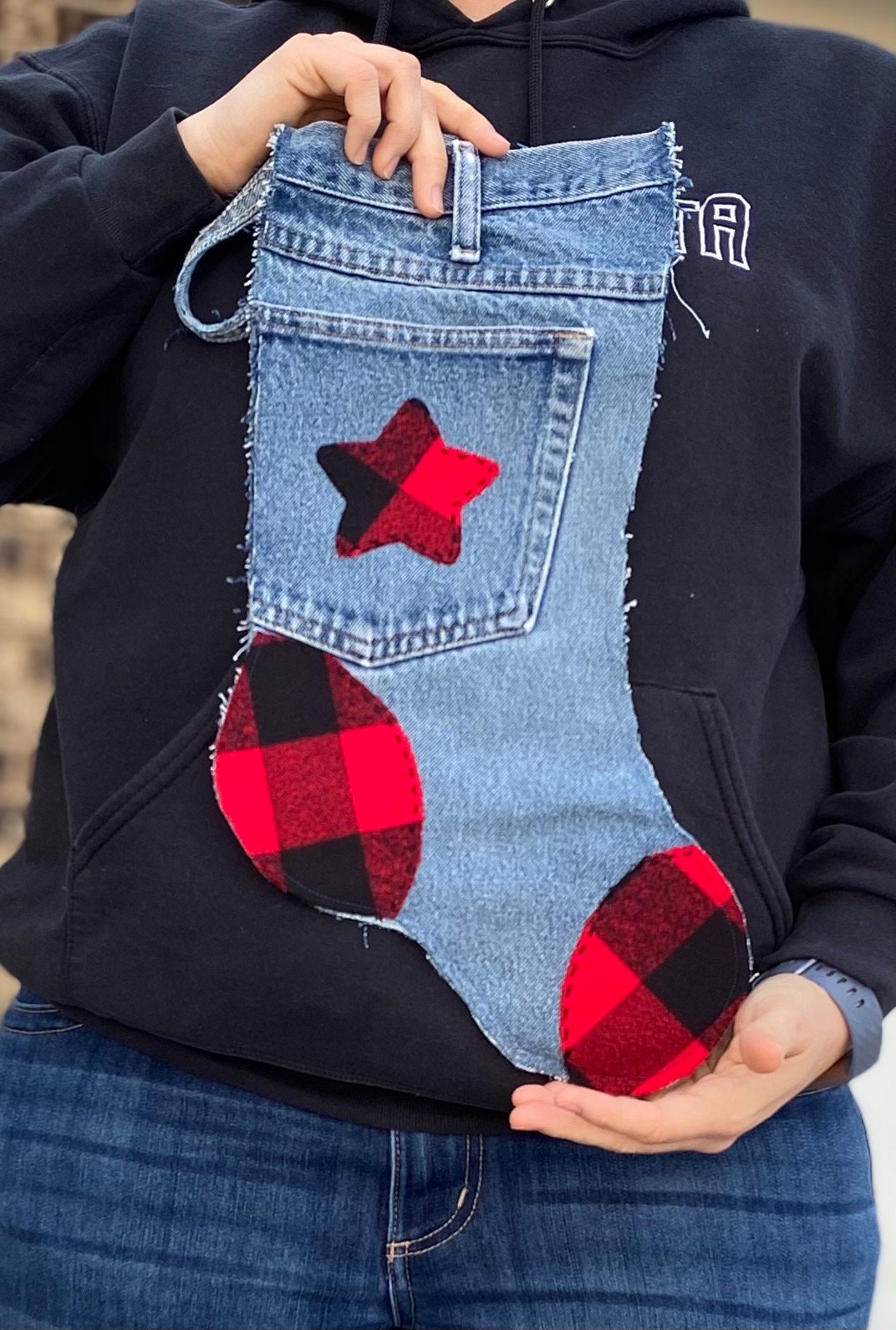 Denim/jean Christmas Stocking - Etsy