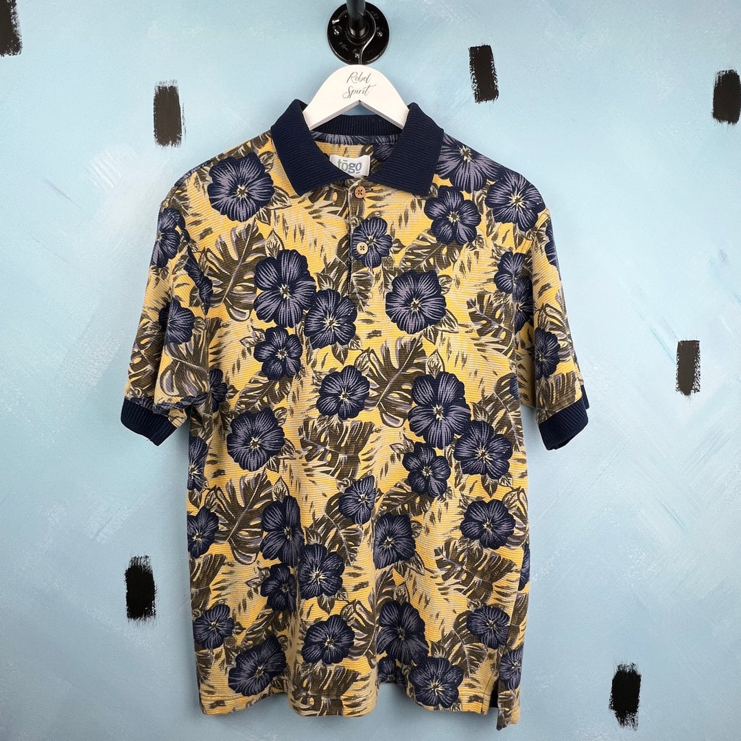 Vintage Floral Polo / Men's Floral Golf Shirt / Vintage Togo Polo ...