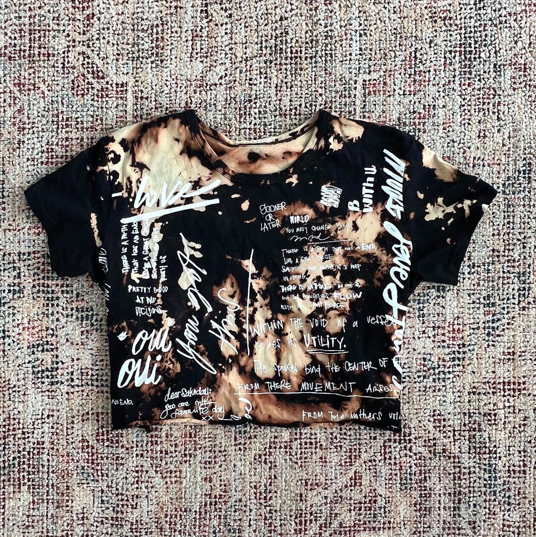 Up-cycled With Love/lace-up Tshirt/crop Top/black Cropped Tee/graffiti ...