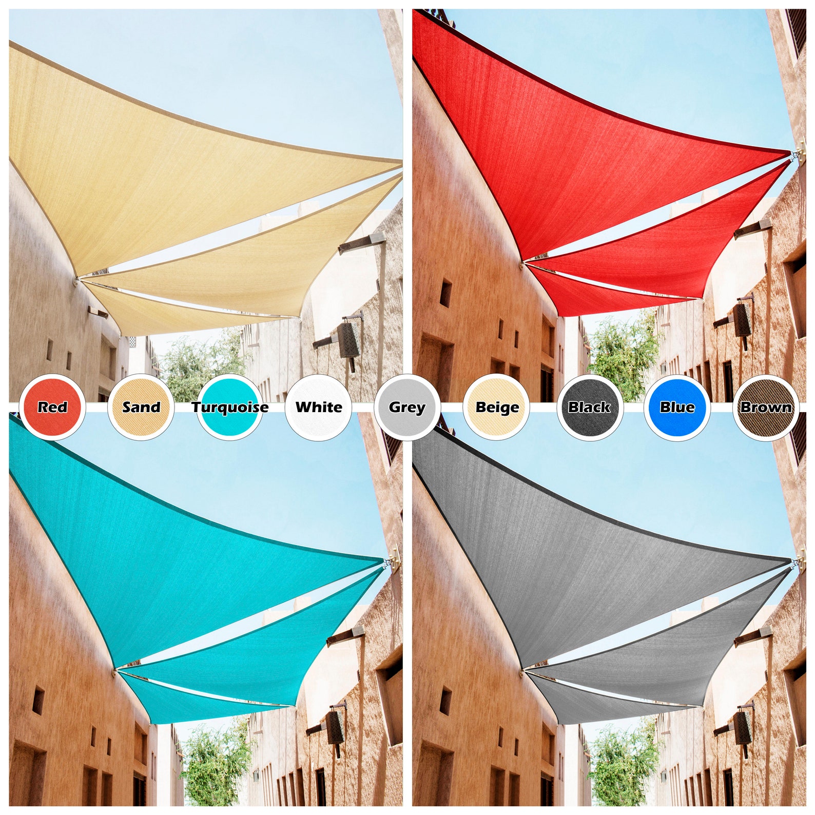 Colourtree Triangle Sun Shade Sail Canopy Shelter Fabric Cloth Screen ...