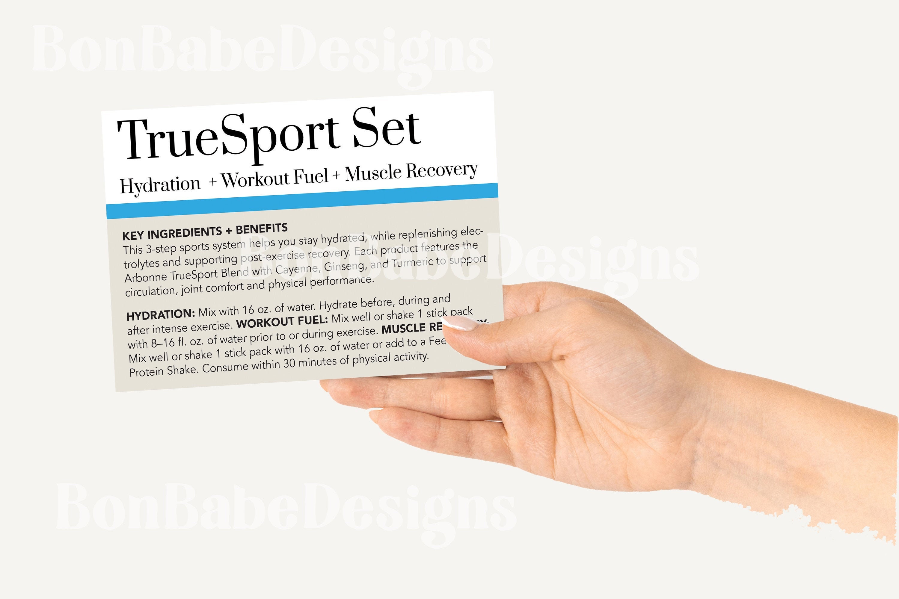 Arbonne Truesport Hydration Sample Cards Bon Babe 4 X 6 Digital File ...