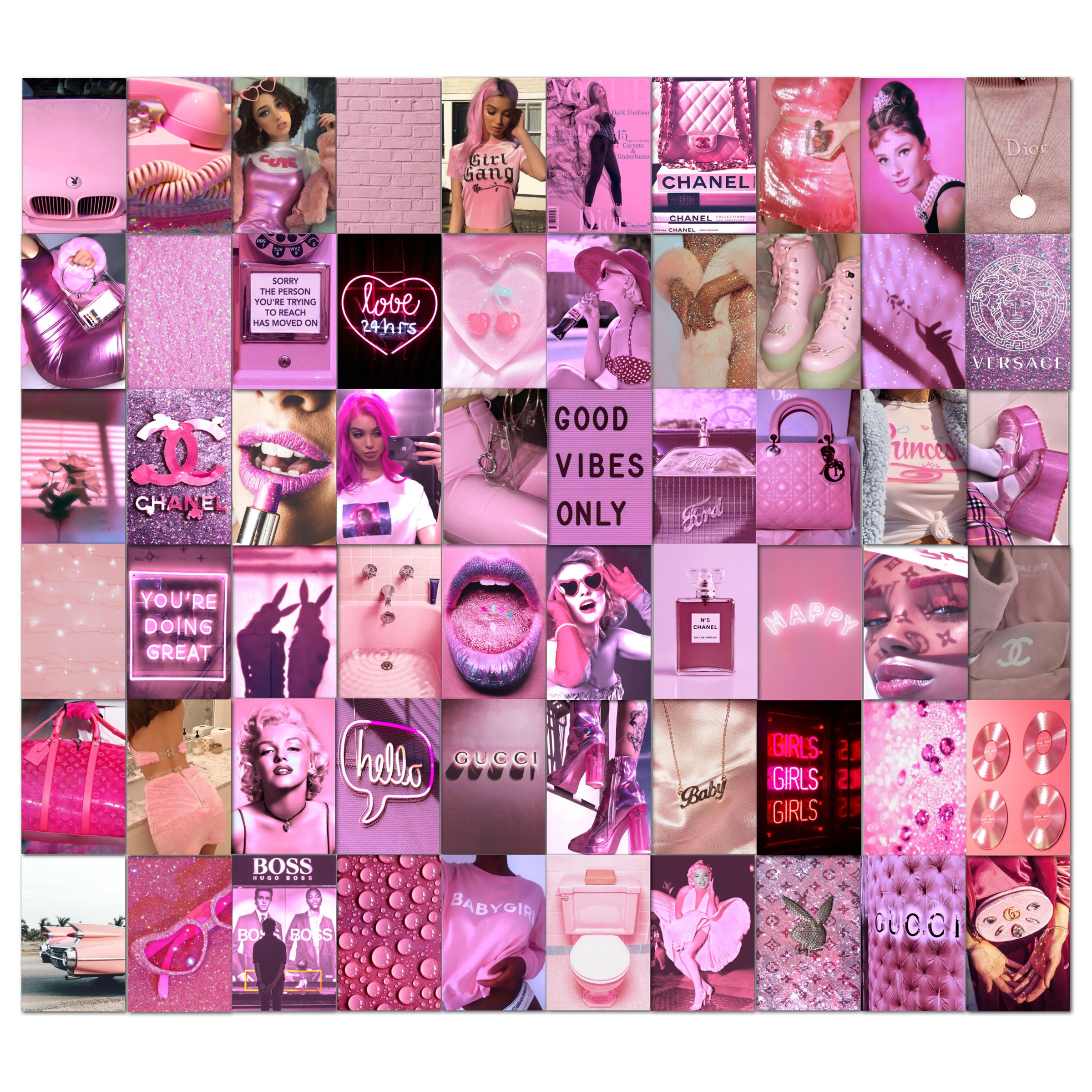 Wall Collage Kit Boujee Aesthetic Pink And Purple Digital Etsy