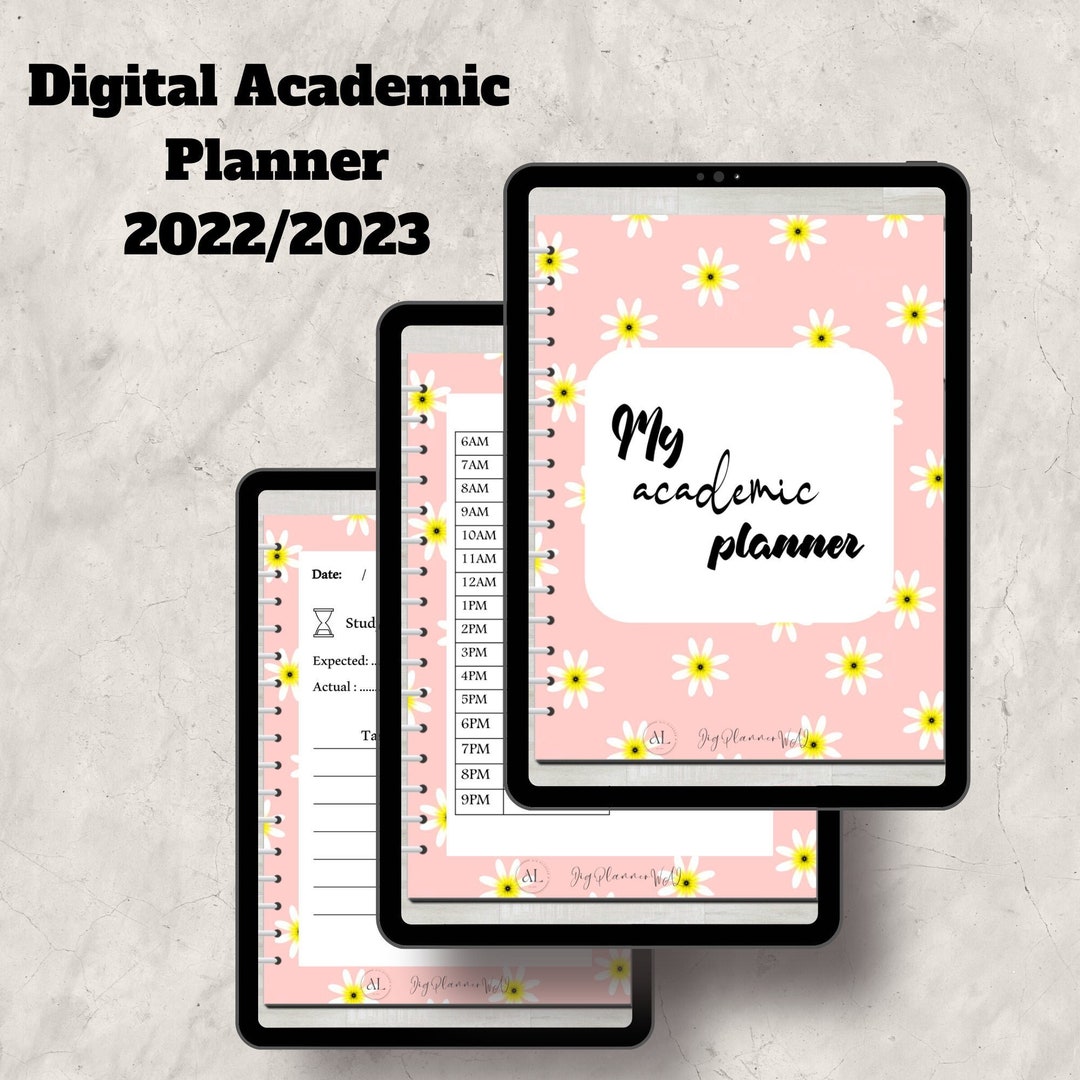 Flowers Pink BG Academic Digital Planner Academic Digital - Etsy