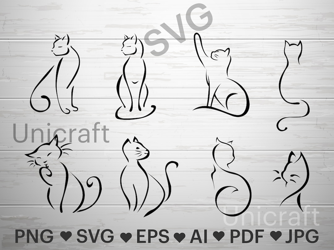 Cat SVG, Cat Svg Bundle, Vector, Cats Illustration, Cats Drawing Png ...