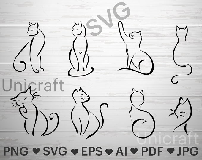 Cat SVG Cat Svg Bundle Vector Cats Illustration Cats - Etsy