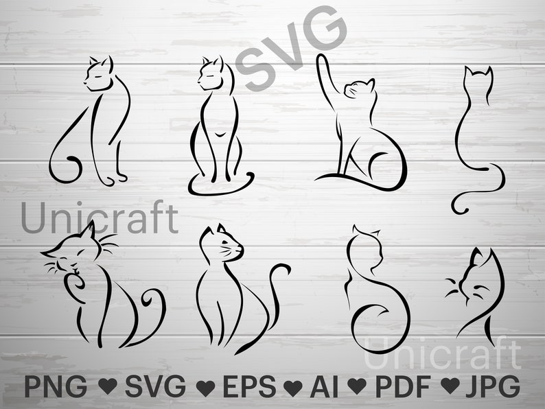 Cat SVG, Cat Svg Bundle, Vector, Cats Illustration, Cats Drawing Png ...
