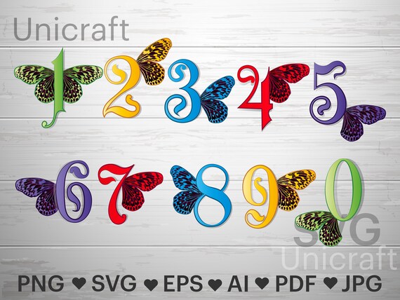 Butterfly Numbers Svg Numbers Svg Butterfly Monogram Svg - Etsy