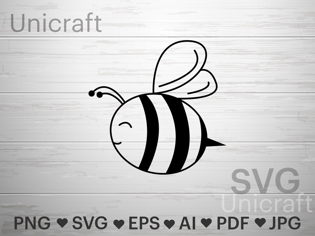 Cute Bee Svg, Honey Bee Svg File, Vector, Bumble Bee, Kids Bee Line Art ...