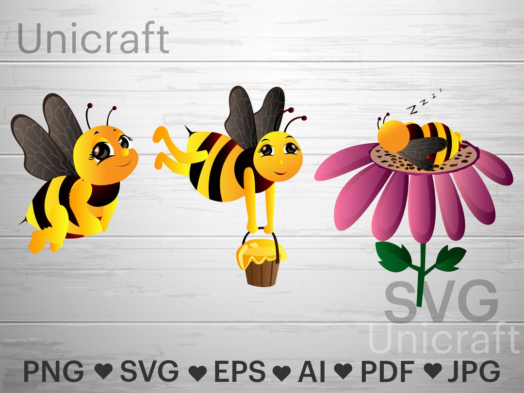 Bee Svg, Honey Bee Svg File, Vector,bumble Bee Svg, Cute Vector Bee ...