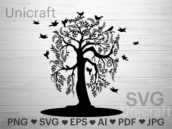 Bird Tree Svg Birds on Branches Svg File Vector Tree | Etsy Canada