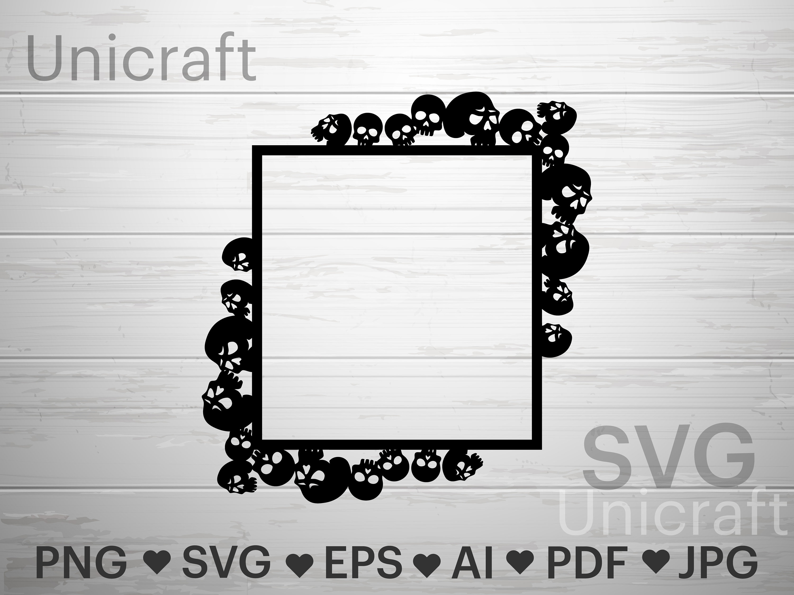 Skull Frame Svg Halloween Frame Svg Spooky Frame Vector - Etsy
