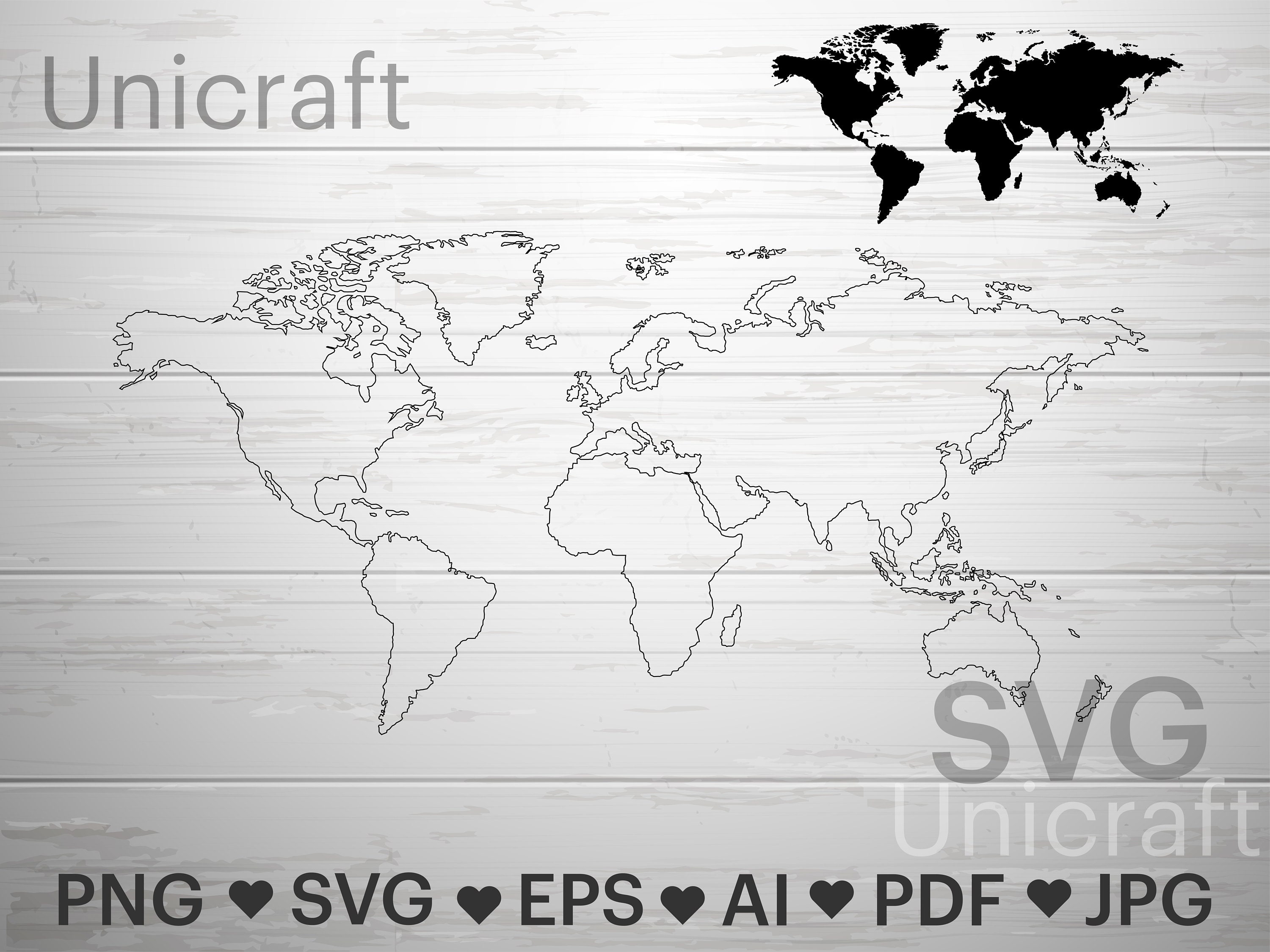 World Map Svg, Earth Svg File, Vector, Continents Svg, Global Map ...