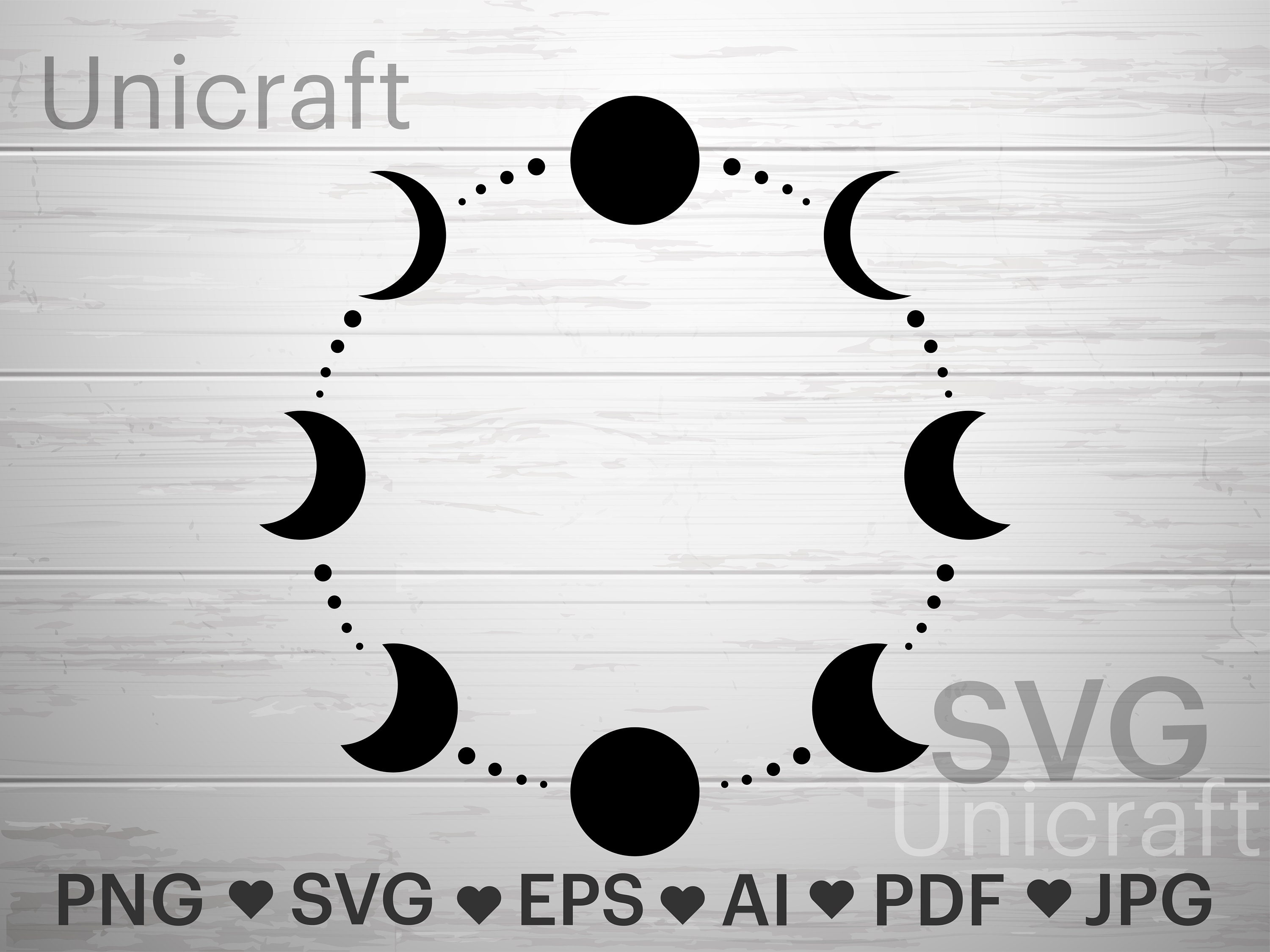 Moon Circle Moon Phase Svg Moon And Stars Mystic Svg File Vector