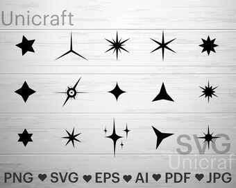 Sparkle Stars Svg Bundle Star Cut File Stars Vector Sky Svg Celestial Night Sky Svg Sparkle Star ...