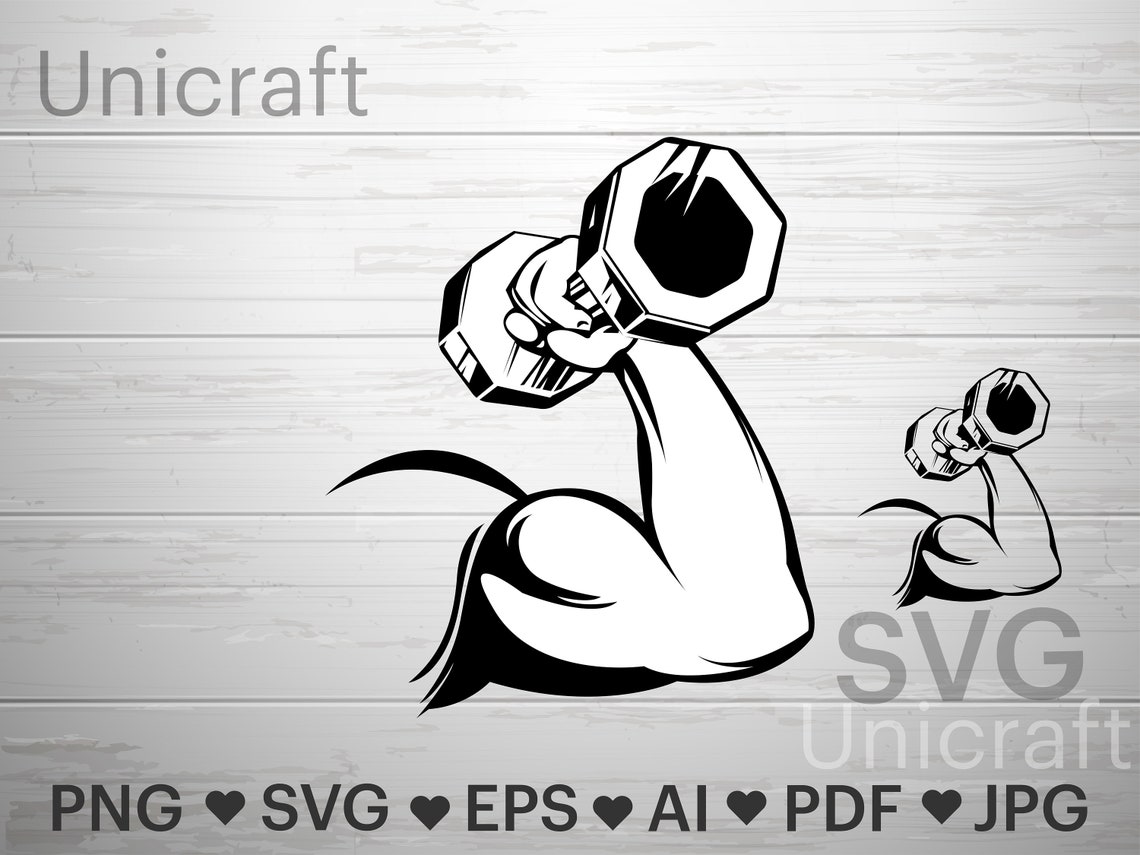 Bicep Svg, Muscle Arm Svg File, Vector, Strong Hand , Gym Power Logo ...