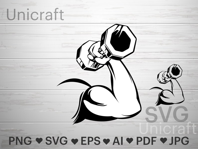 Bicep Svg, Muscle Arm Svg File, Vector, Strong Hand , Gym Power Logo ...