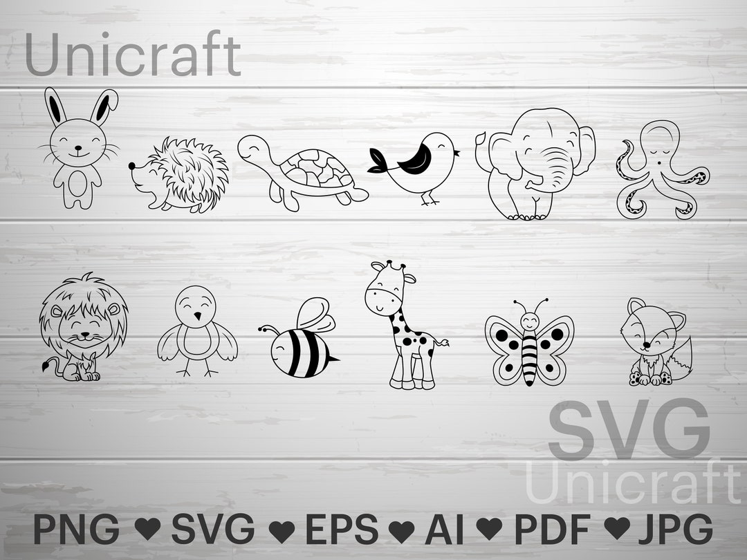 Cute Animals Svg, Animals Bundle Svg, Doodle Animal Vector Svg File ...