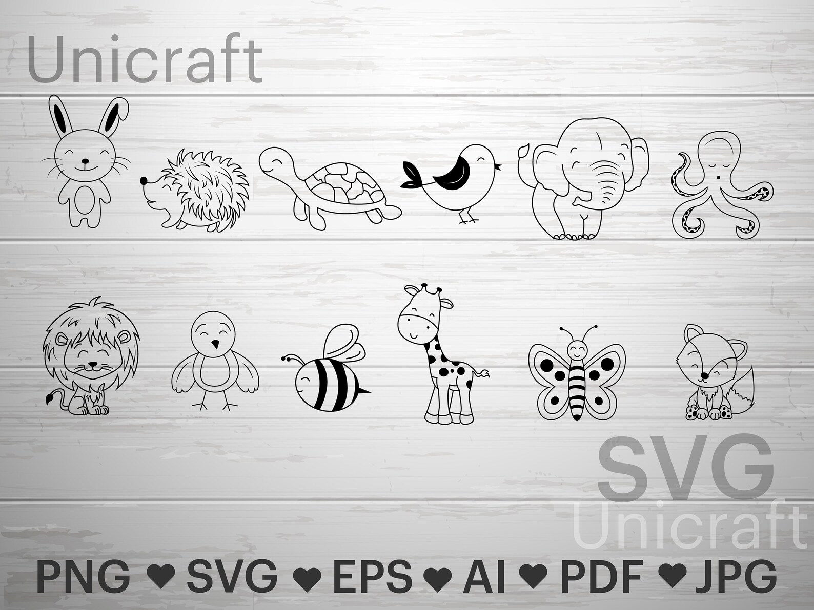 Cute Animals Svg, Animals Bundle Svg, Doodle Animal Vector Svg File ...