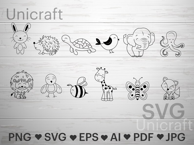 Cute Animals Svg, Animals Bundle Svg, Doodle Animal Vector Svg File ...