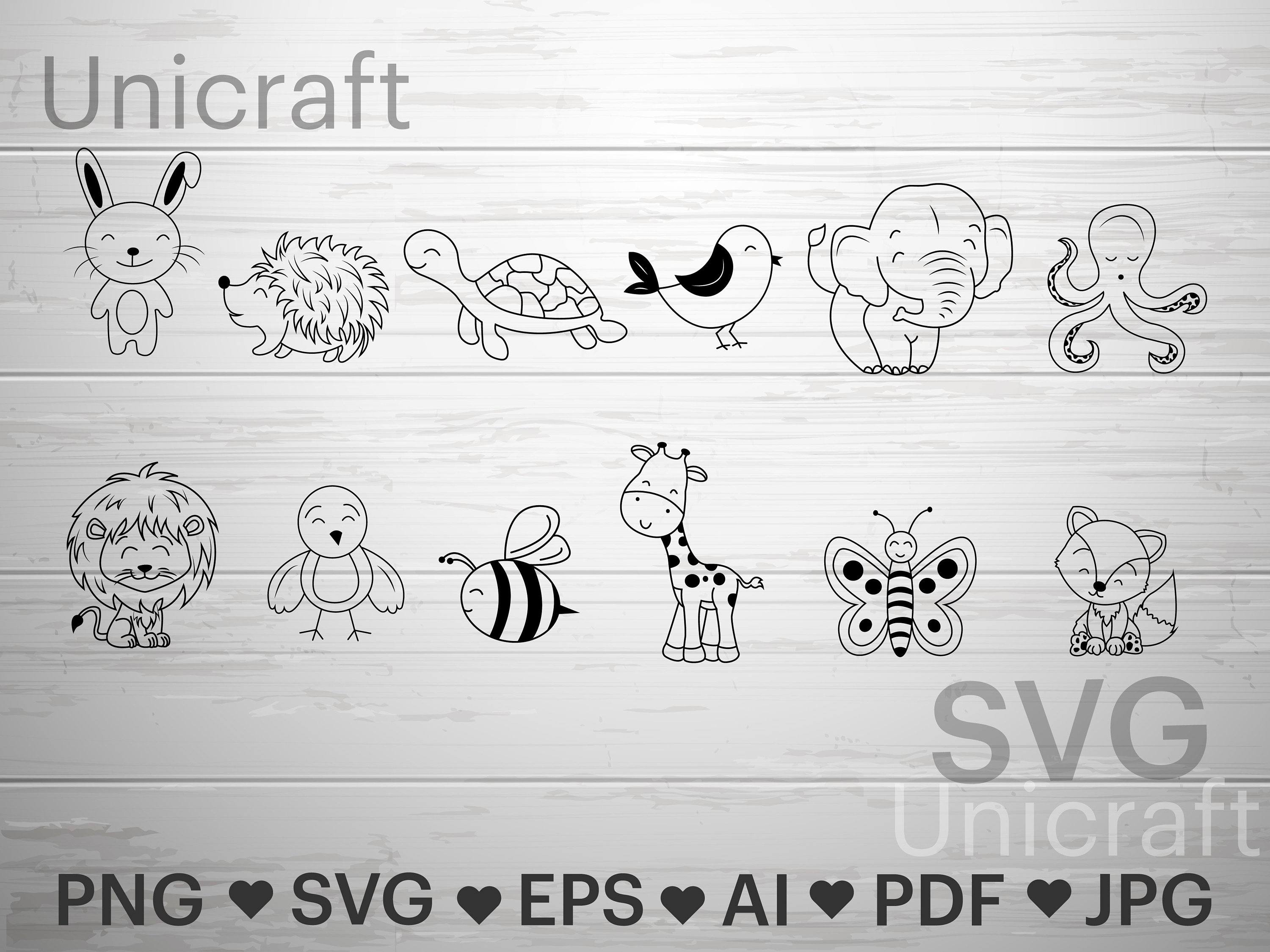 Cute Animals Svg, Animals Bundle Svg, Doodle Animal Vector Svg File ...