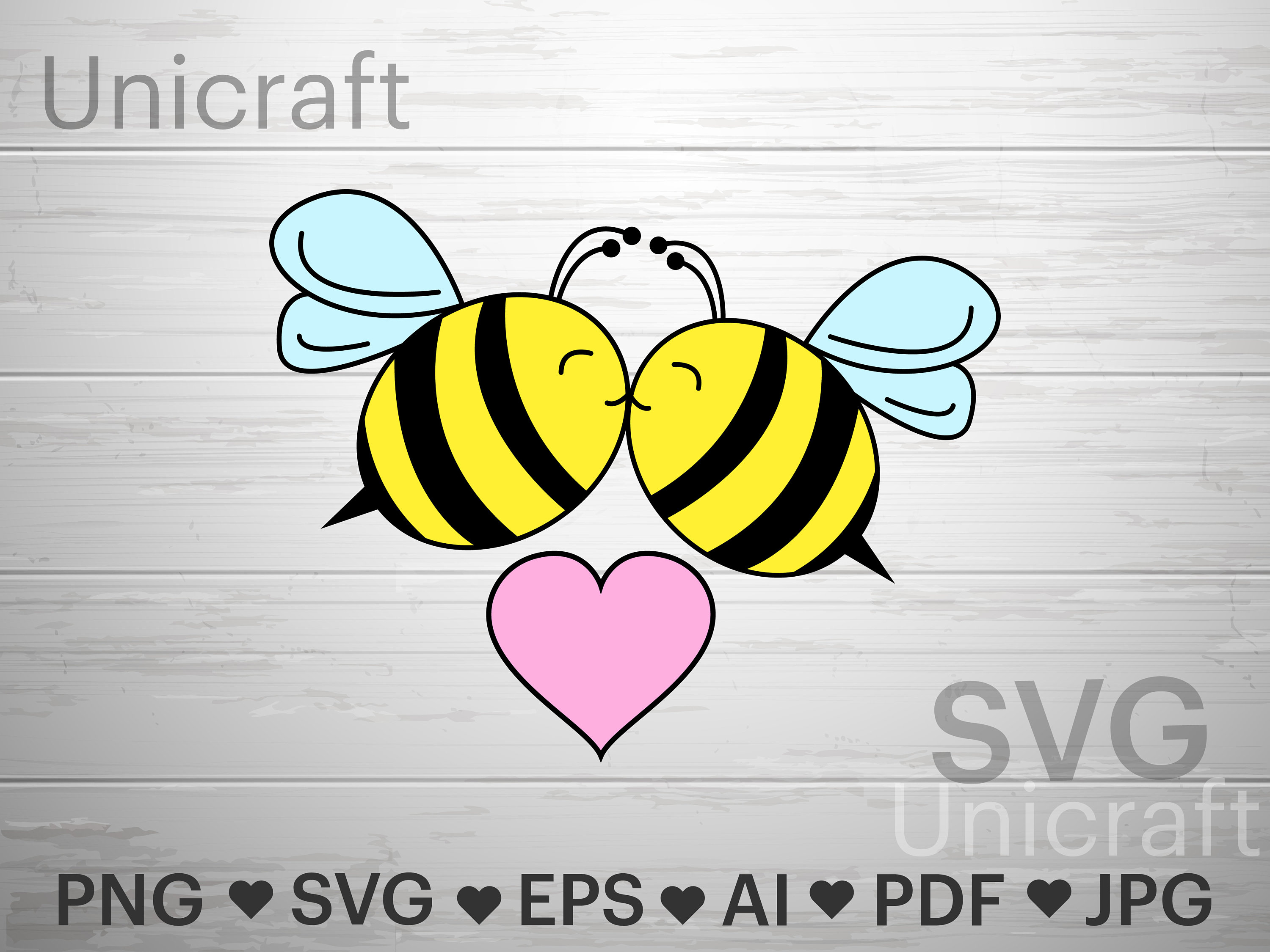 Bee Svg, Bee and Heart Svg File, Love, Bumble Bee Svg, Cute, Bee Kiss ...