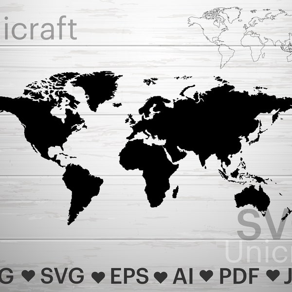 Simple World Map Svg - Etsy