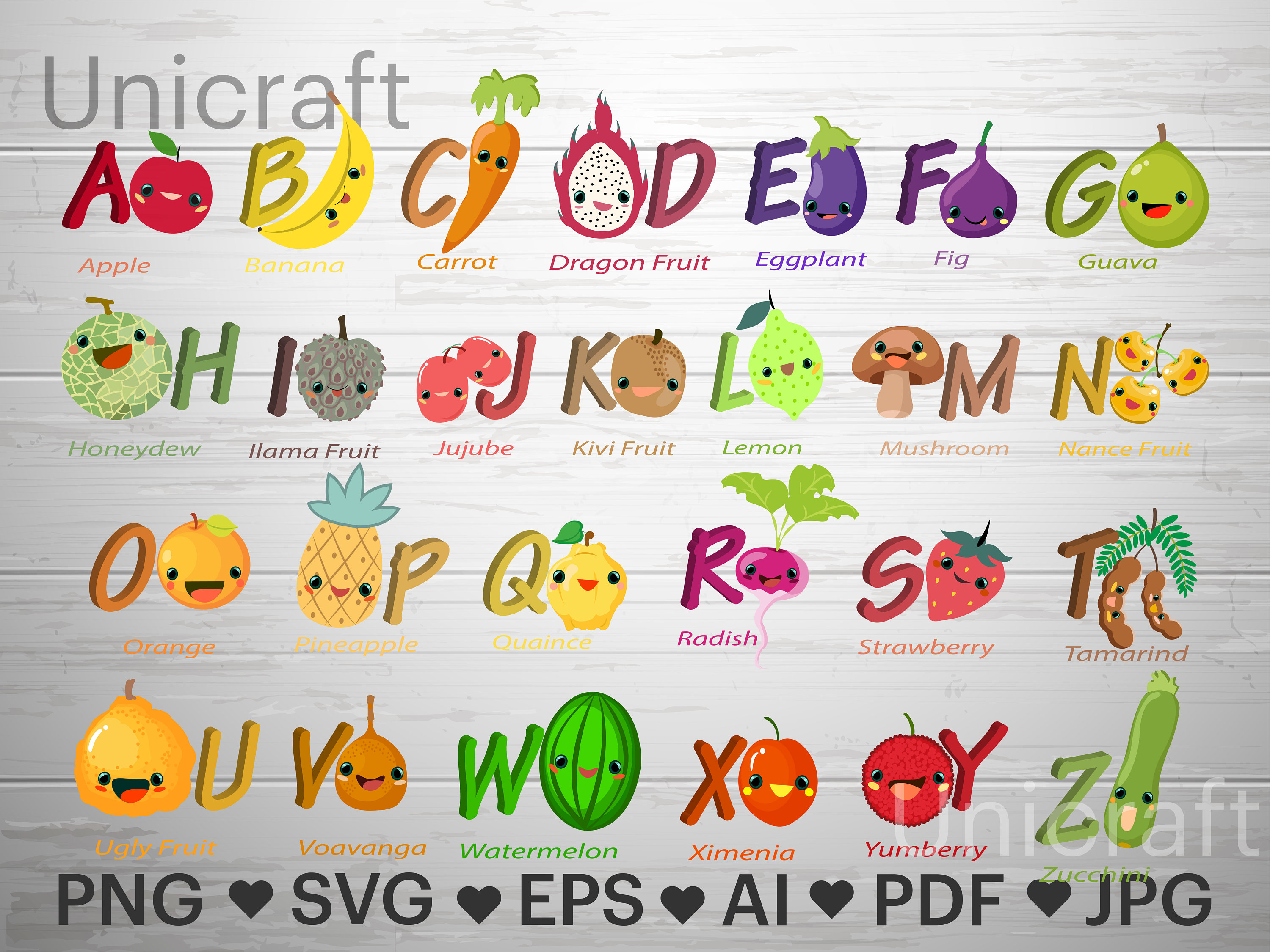 Fruit Alphabet Clipart
