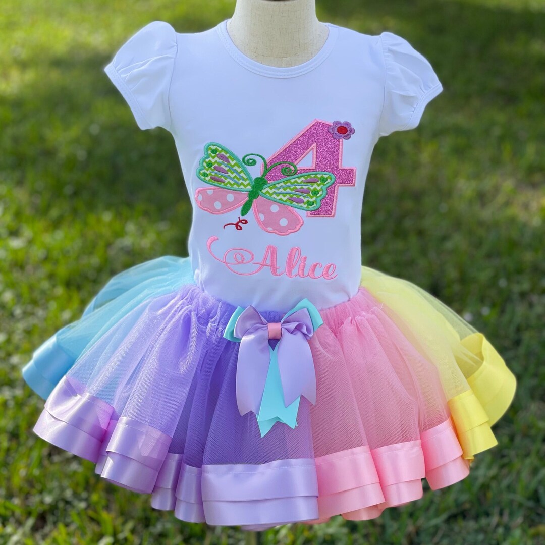 Birthday Butterfly Tutu Set Custom Embroidery /personalized Butterfly ...