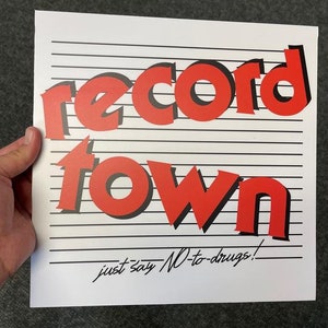 Record Town Store Sign / Retro Record Store/ Old School Vintage 1980's ...