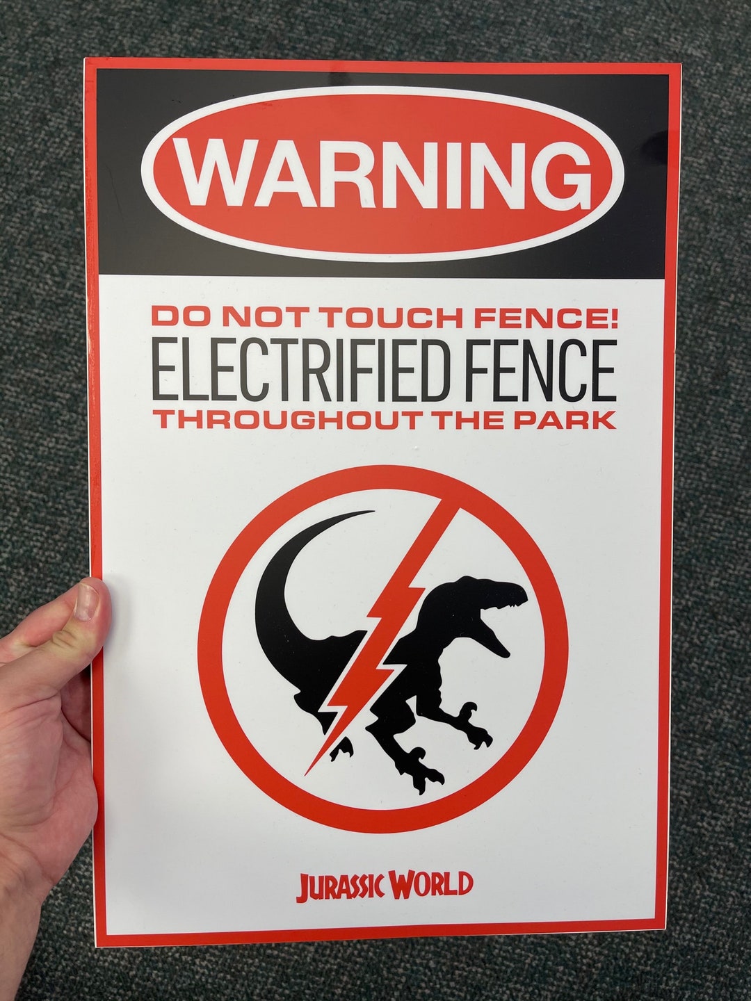 Jurassic Park Sign - Electric Fence Warning - 1993 - Etsy