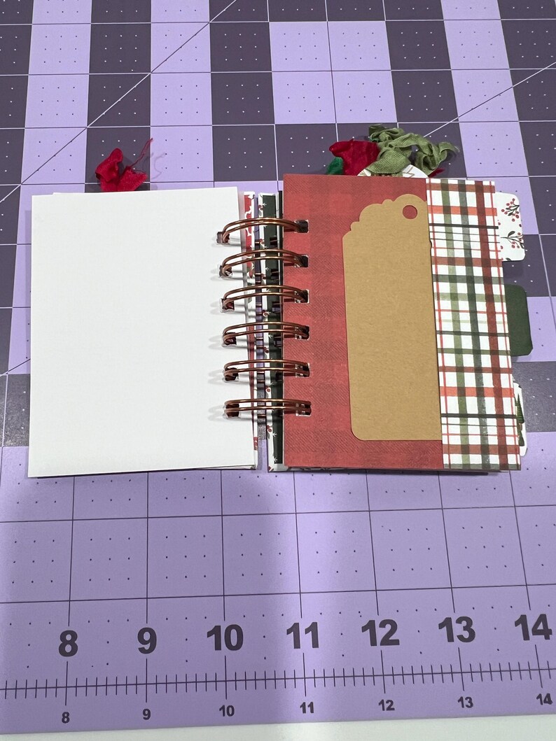Christmas Mini Notebook 3x4 Cinch Bound With Lots of Pockets and Areas ...