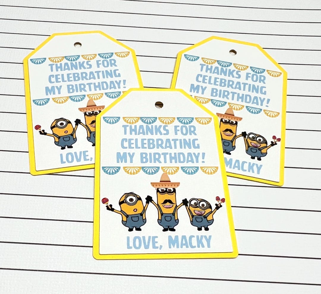 Minion Birthday Favor Tags, Character Birthday, Treat Boxes, Treat Bags ...