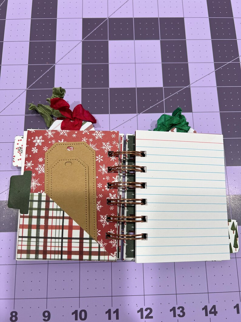 Christmas Mini Notebook 3x4 Cinch Bound With Lots of Pockets and Areas ...