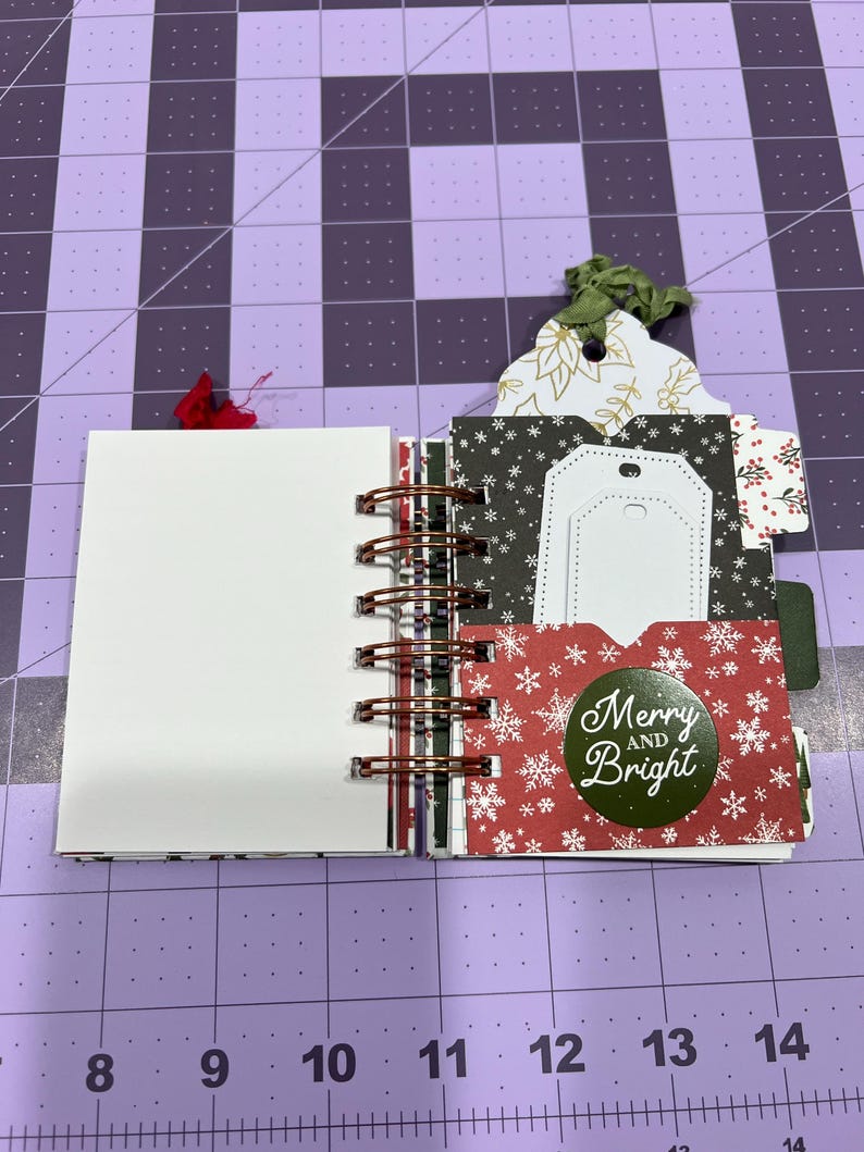 Christmas Mini Notebook 3x4 Cinch Bound With Lots of Pockets and Areas ...