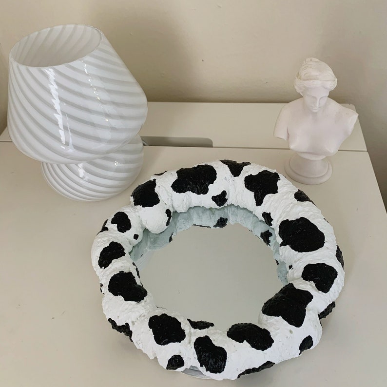 Circle Foam Mirror | Cow Print | 8 X 8in Mirror - Etsy