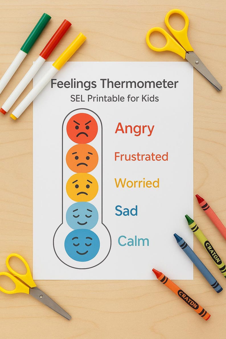 Feelings Thermometer Printable|calm Corner SEL Poster for Kids - Etsy