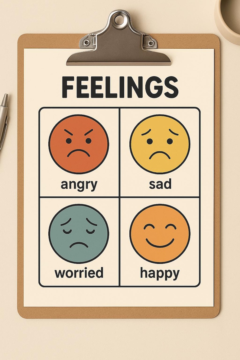 Feelings Chart Printable | Emotion Cards for Kids | Calm Corner SEL ...