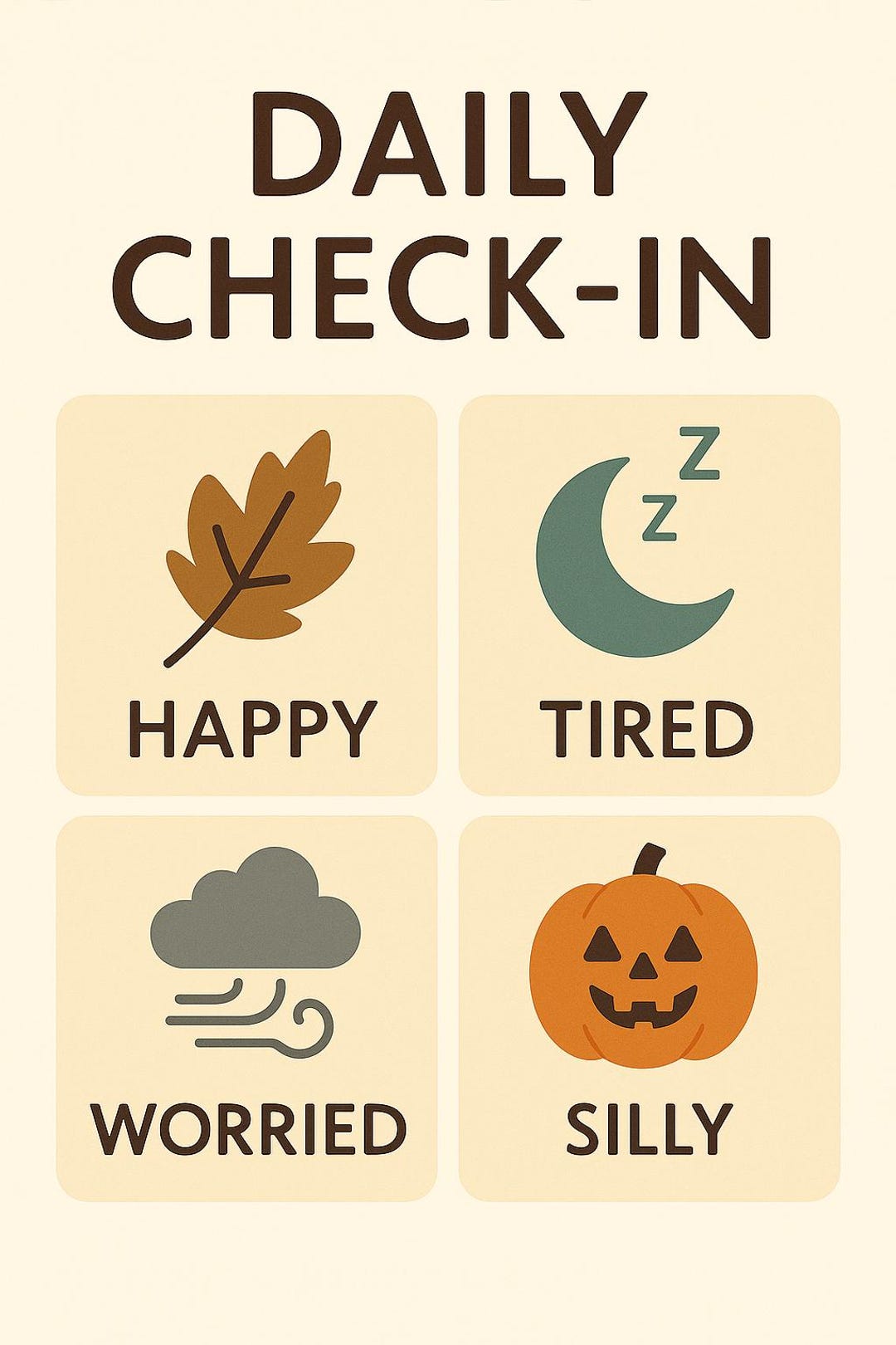 Fall Daily Check-in Poster: Classroom Emotion Chart (printable) - Etsy