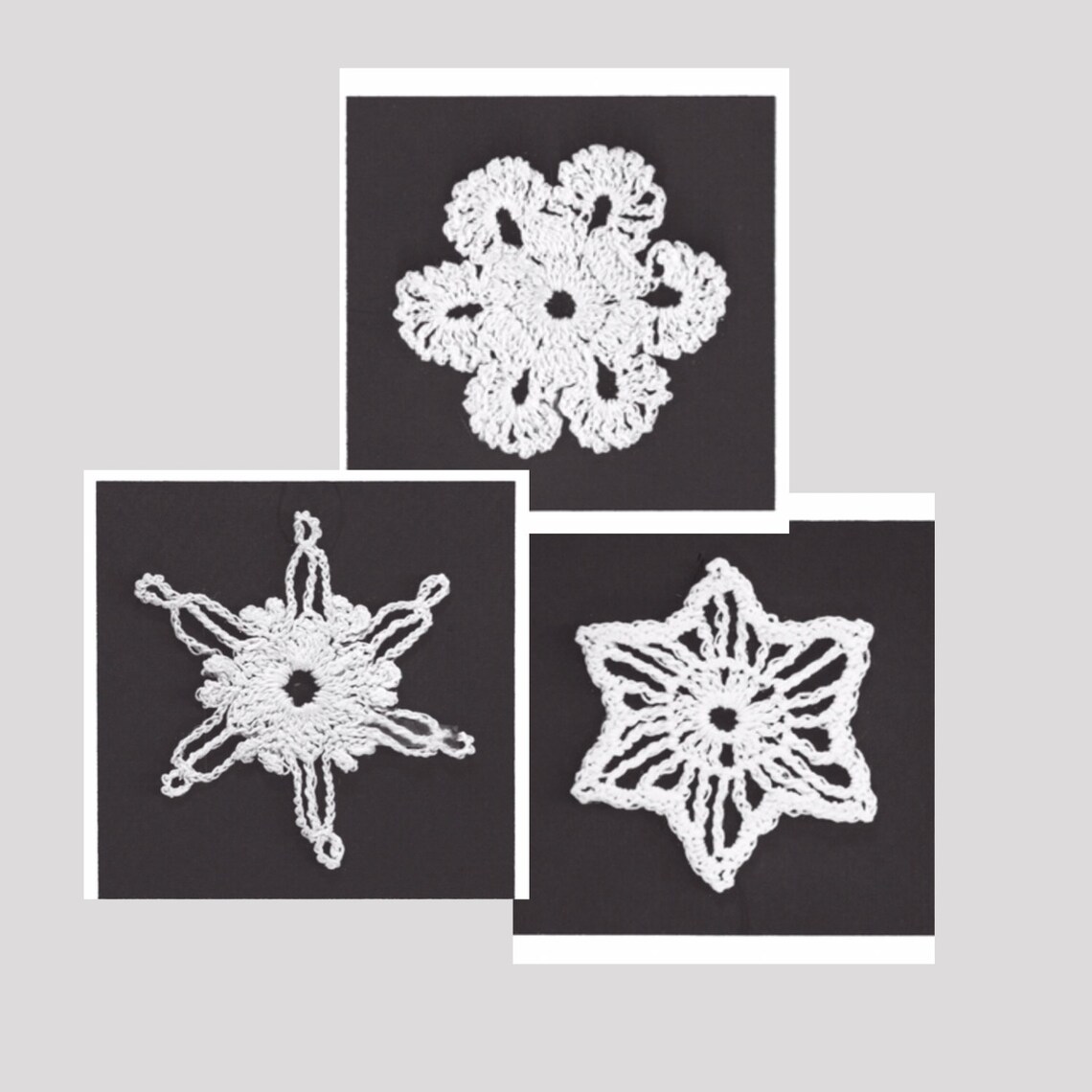 SET of 3 Crochet Snowflakes Pattern, 3-dimensional Snowflakes ...