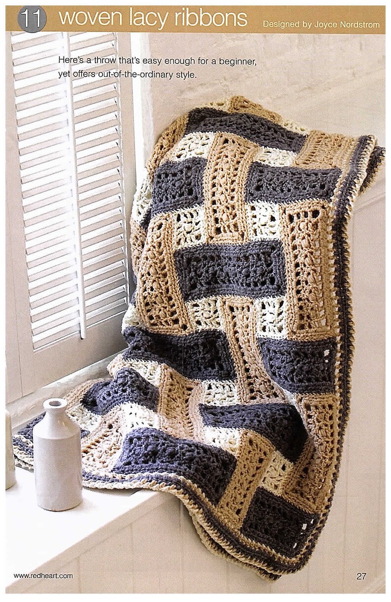 Woven Lacy Ribbons Afghan Pattern, Nursery Crocheting Blanket Pattern ...