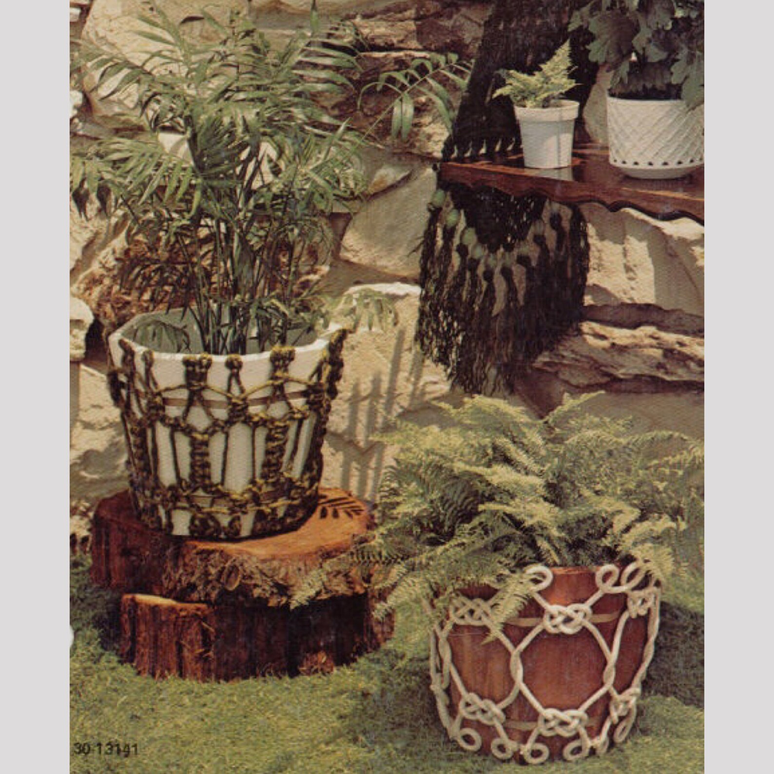 2 Vintage 70s Macrame Pot Wraps, Macrame Plant and Pot Wrap, Plant ...