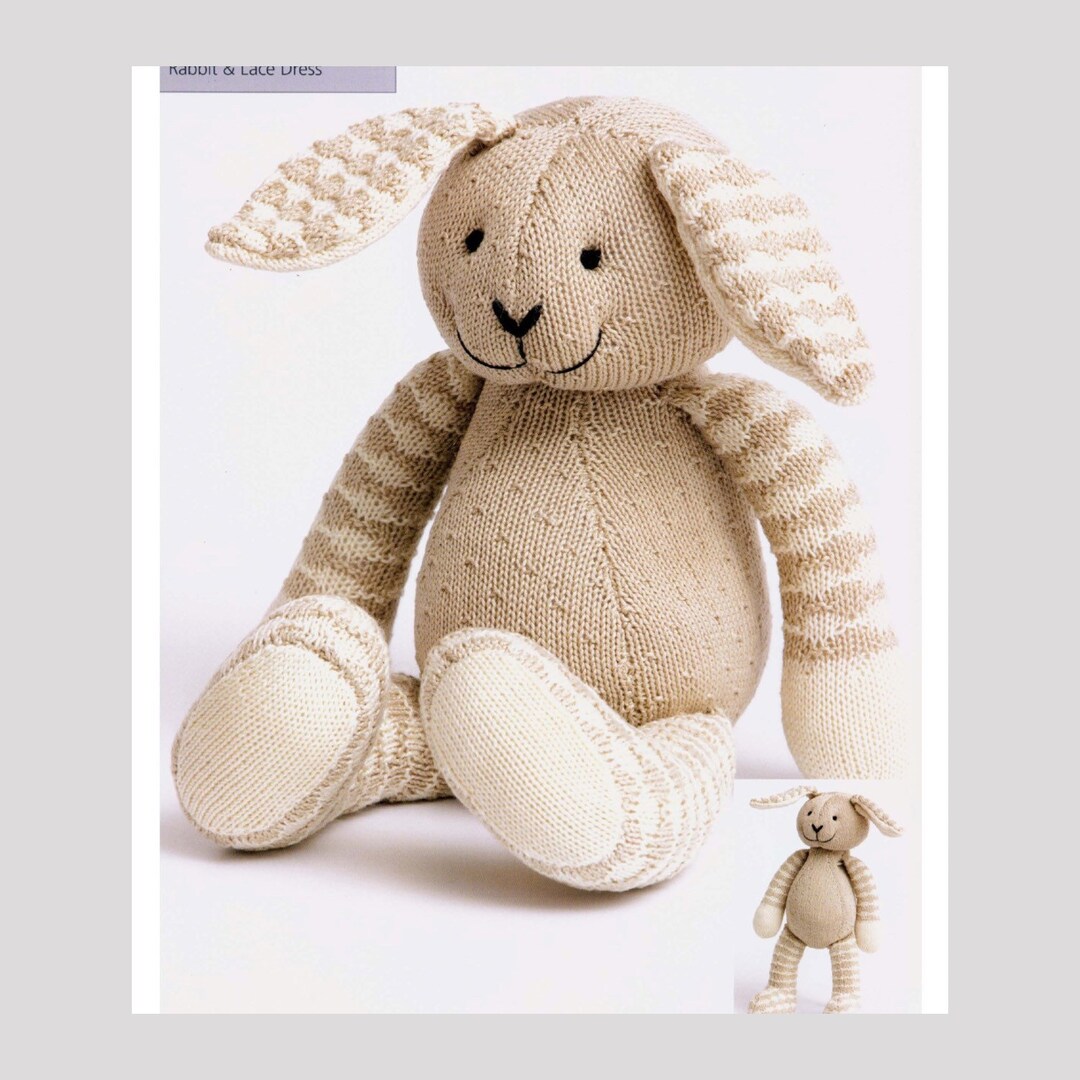 Rabbit Toy Knitting Pattern PDF, Soft Knitted Rabbit, Stuffed Animal ...