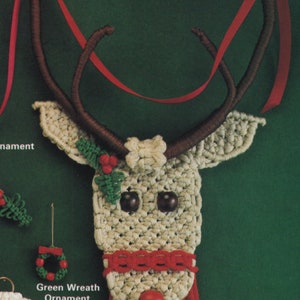 4 Macrame Vintage Patterns, Christmas Reindeer, Macrame Saint Nick Bell ...
