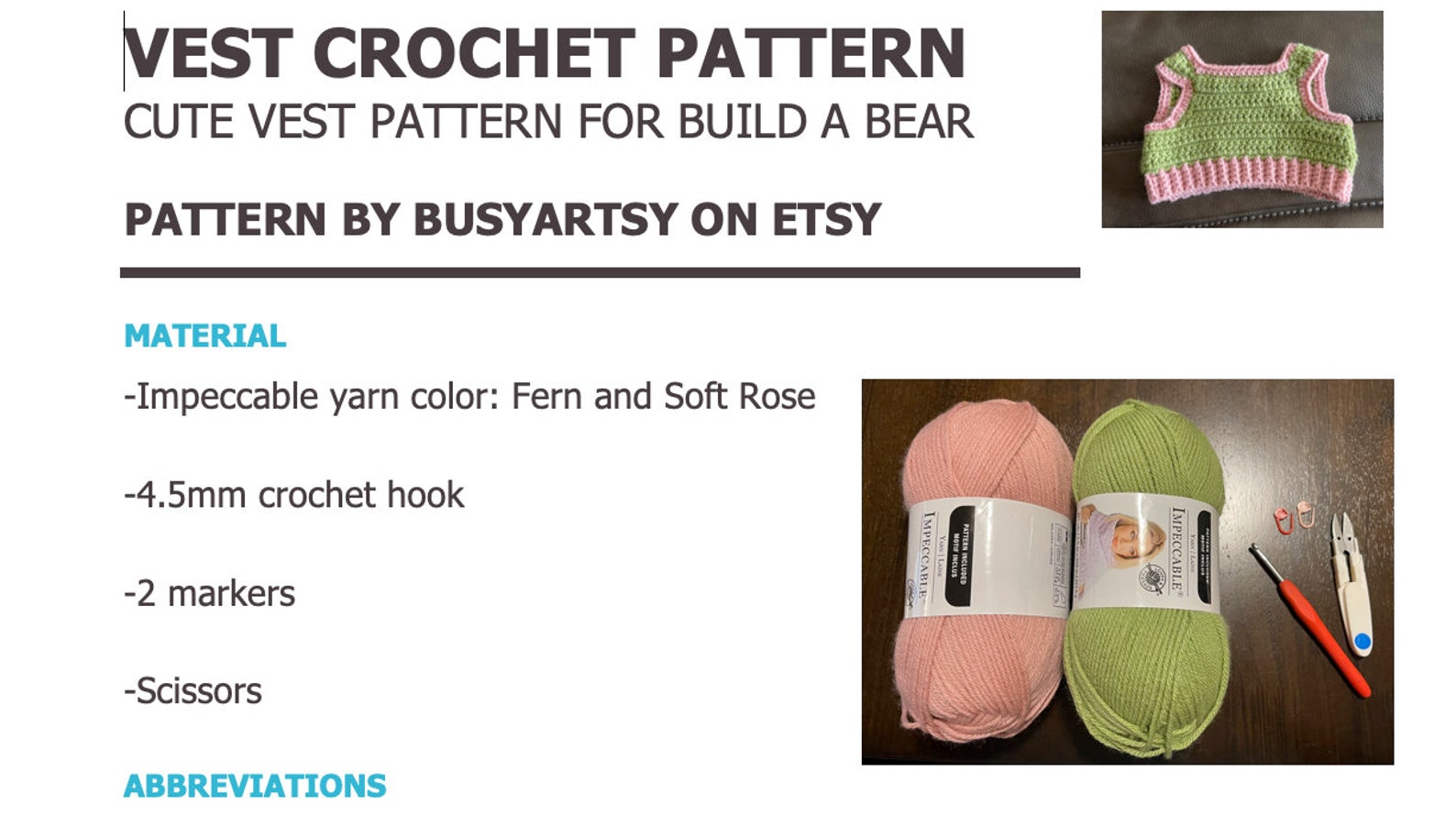 Build a Bear Vest Crochet Pattern/pdf File Pattern Plush - Etsy