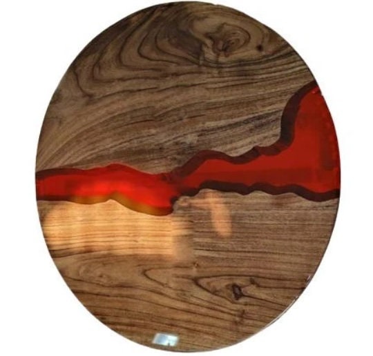 Red Epoxy Table Top Round for Living Room Hallway Custom to Order Resin ...