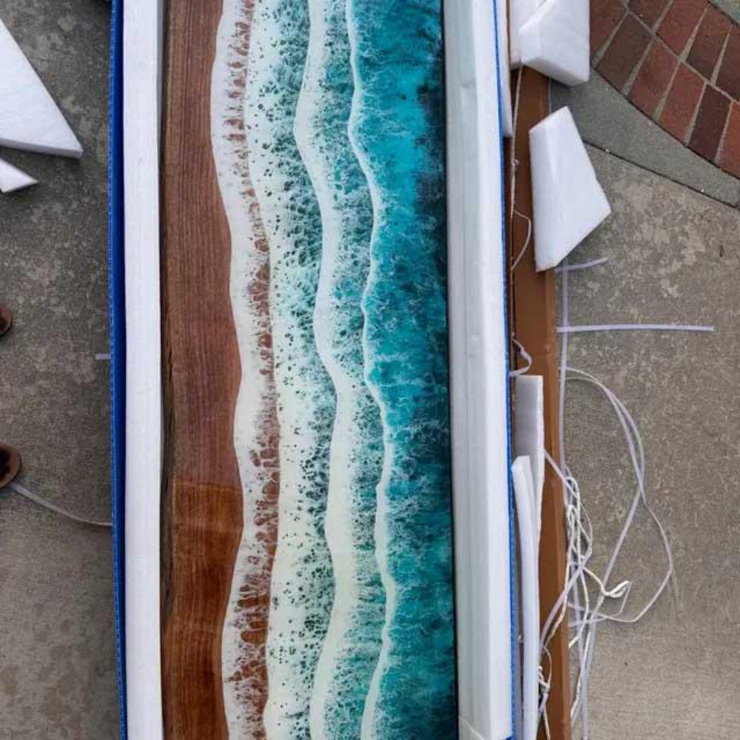 Handmade Blue Resin River Table Top: Ocean Epoxy Dining Table - Etsy