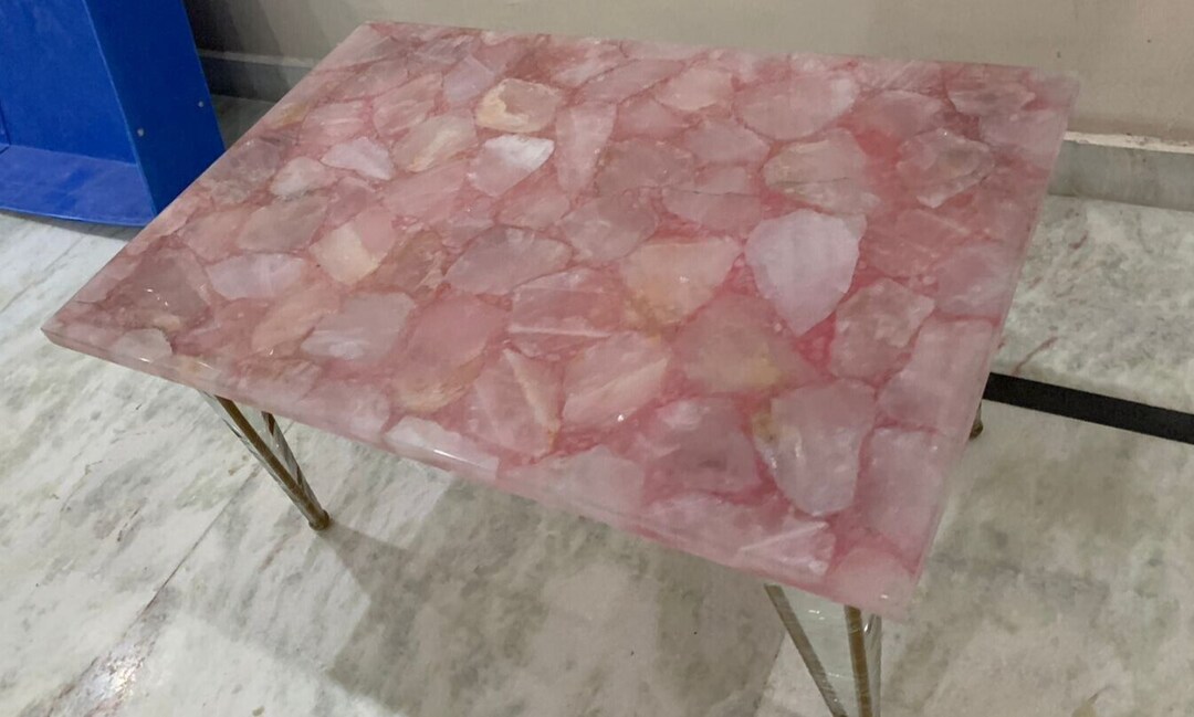 Rose Quartz Stone Counter Top , Rose Pink Quartz Table /coffee Table ...